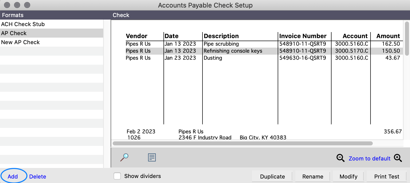 Modifying and Adding Check Formats